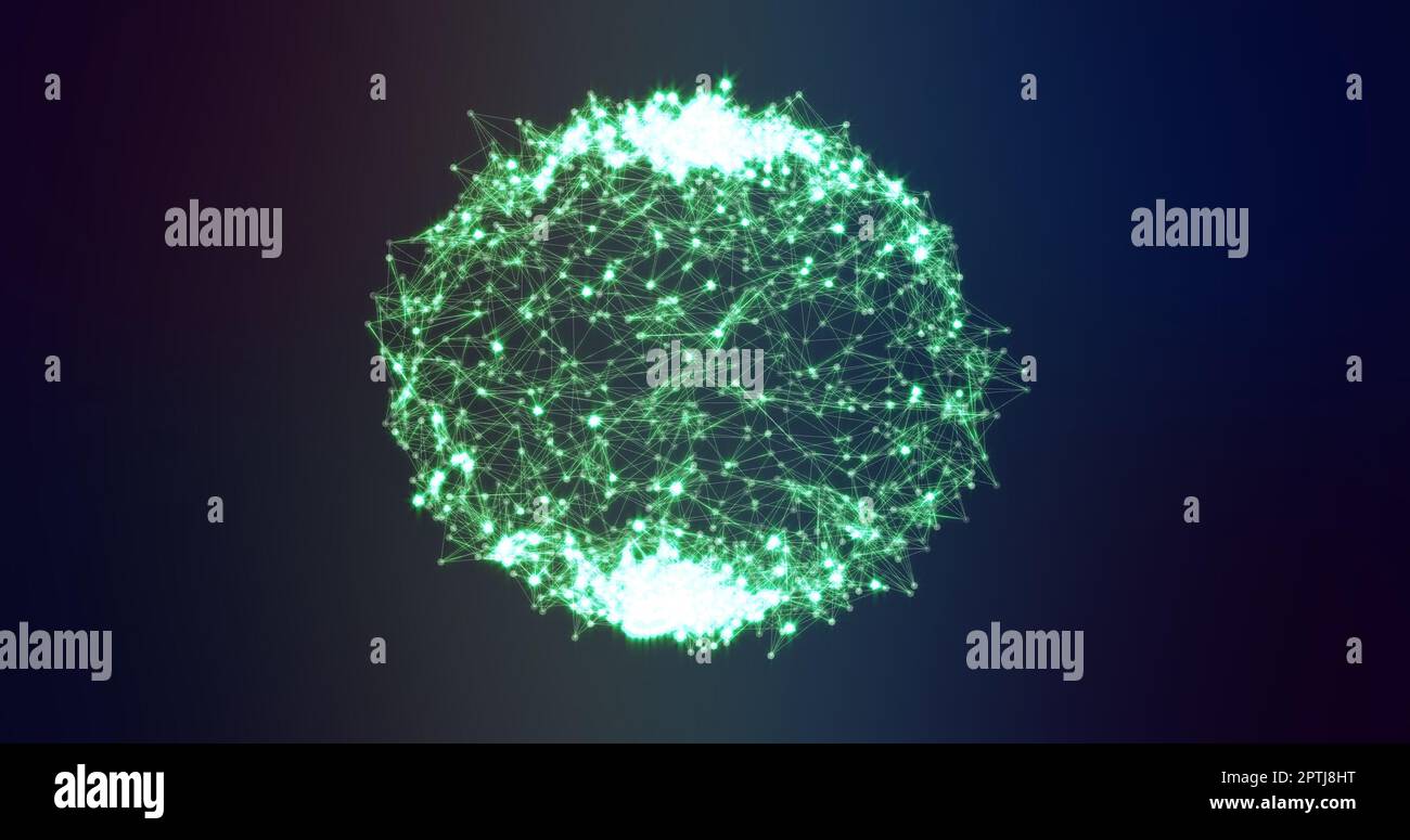 Abstract beautiful glowing green shiny bright ball of polygonal ...