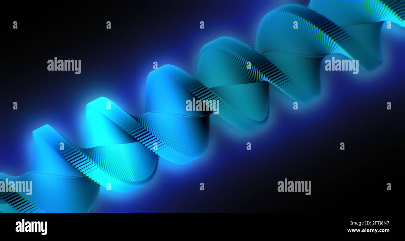 Spinning bright glowing blue unusual beautiful dna helix background ...