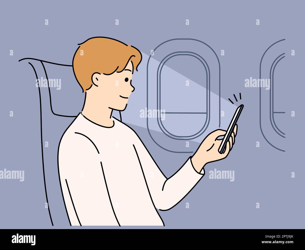 Man using cellphone on plane Stock Vector Image & Art - Alamy