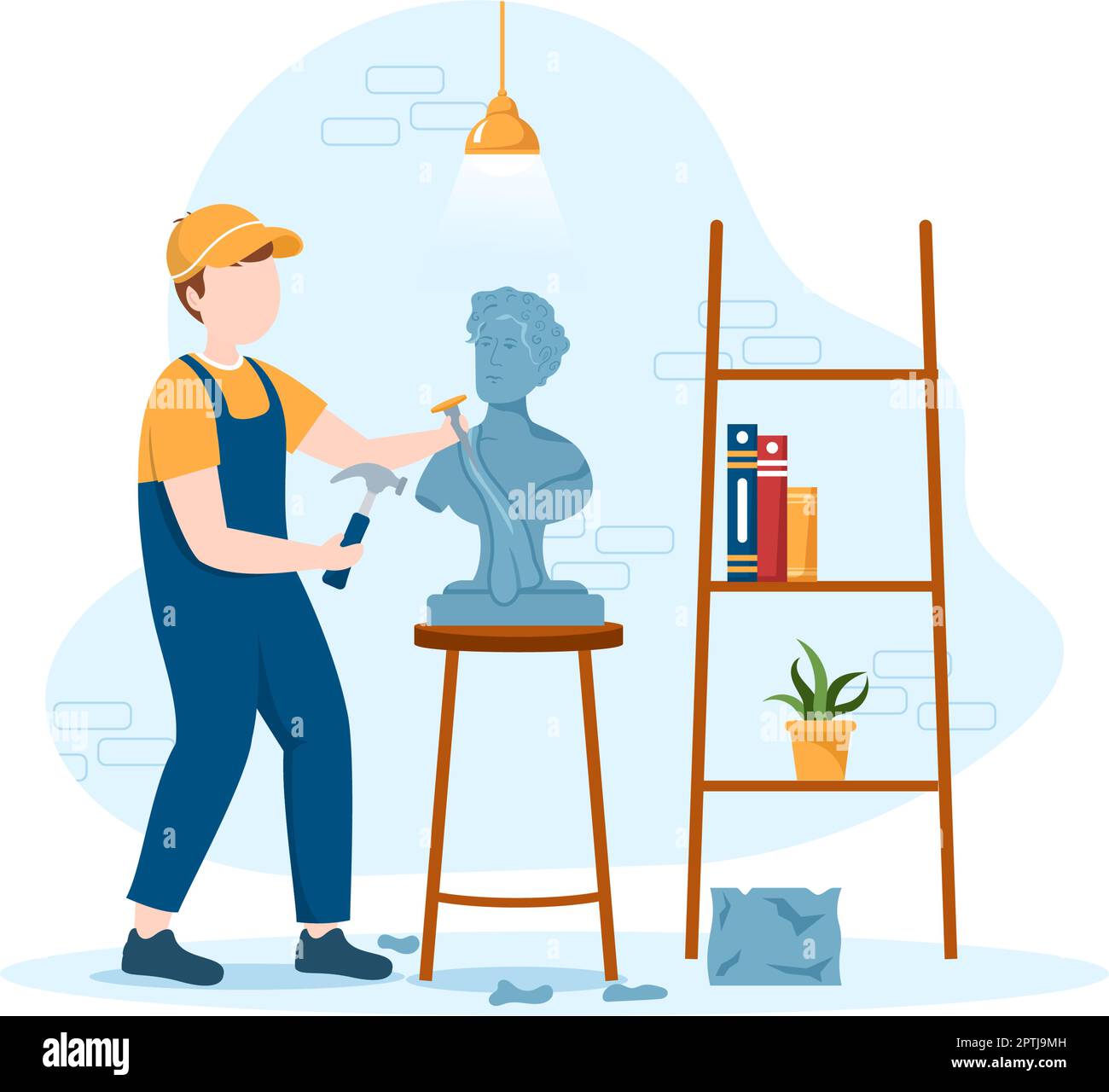 a Sculptor is Carving Sculpture to Form a Work and Will be on Display ...