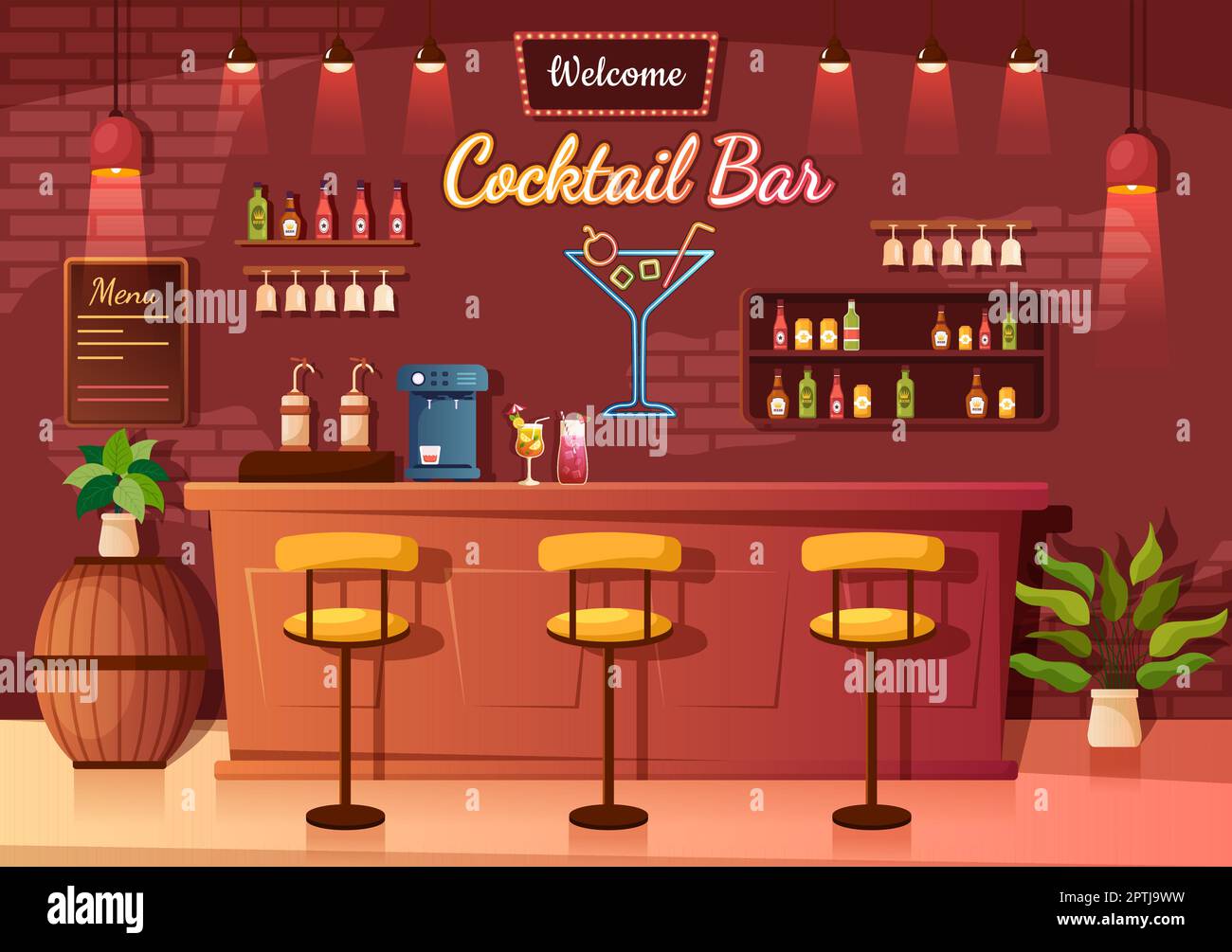 Cocktail Bar or Nightclub with Friends Hanging Out with Alcoholic Fruit ...