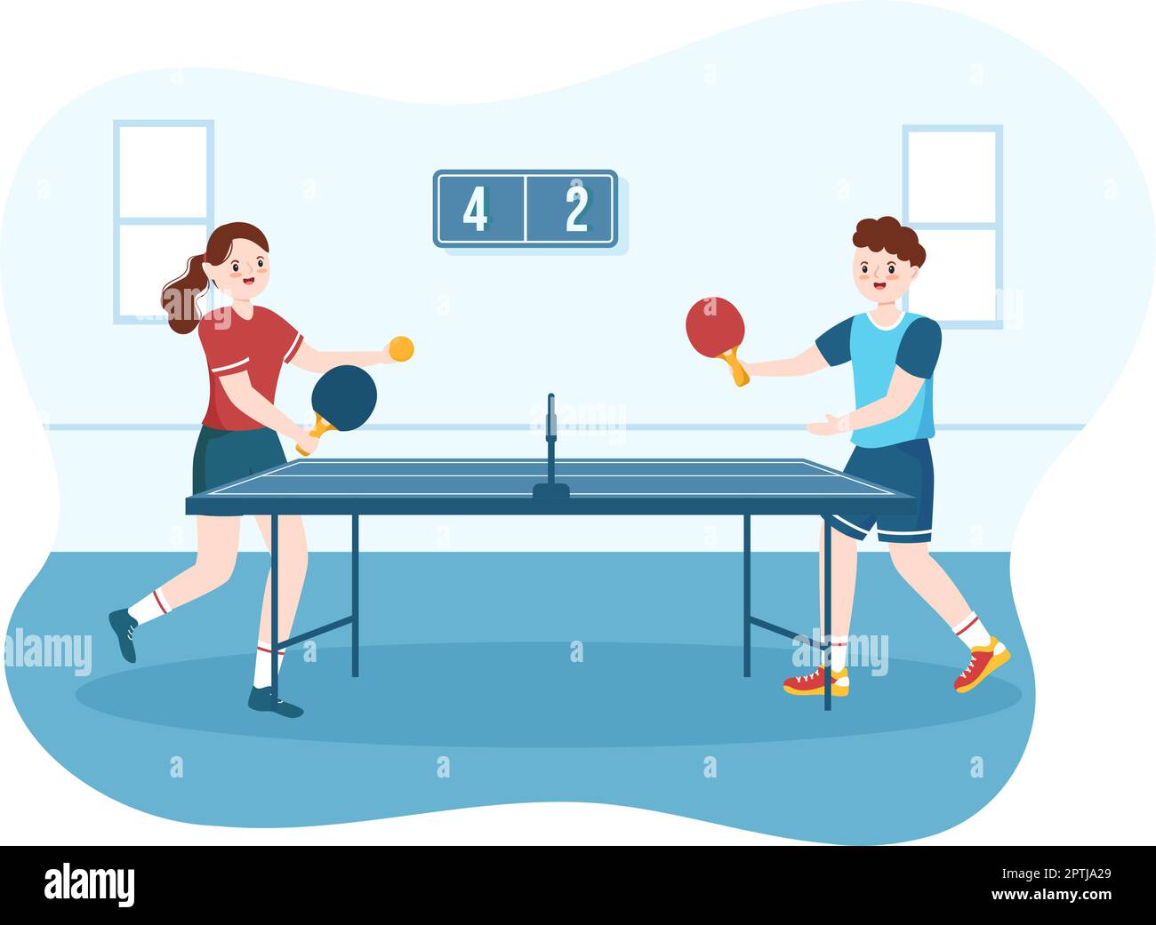 People Playing Table Tennis Sports with Racket and Ball of Ping Pong ...