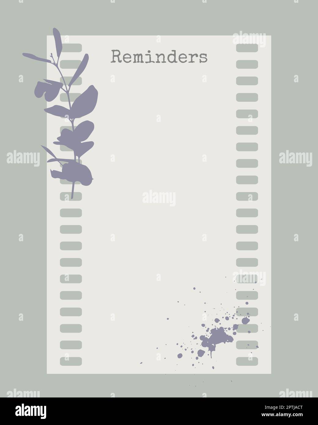 Reminder template vintage collage blank with plants and watercolor spot ...