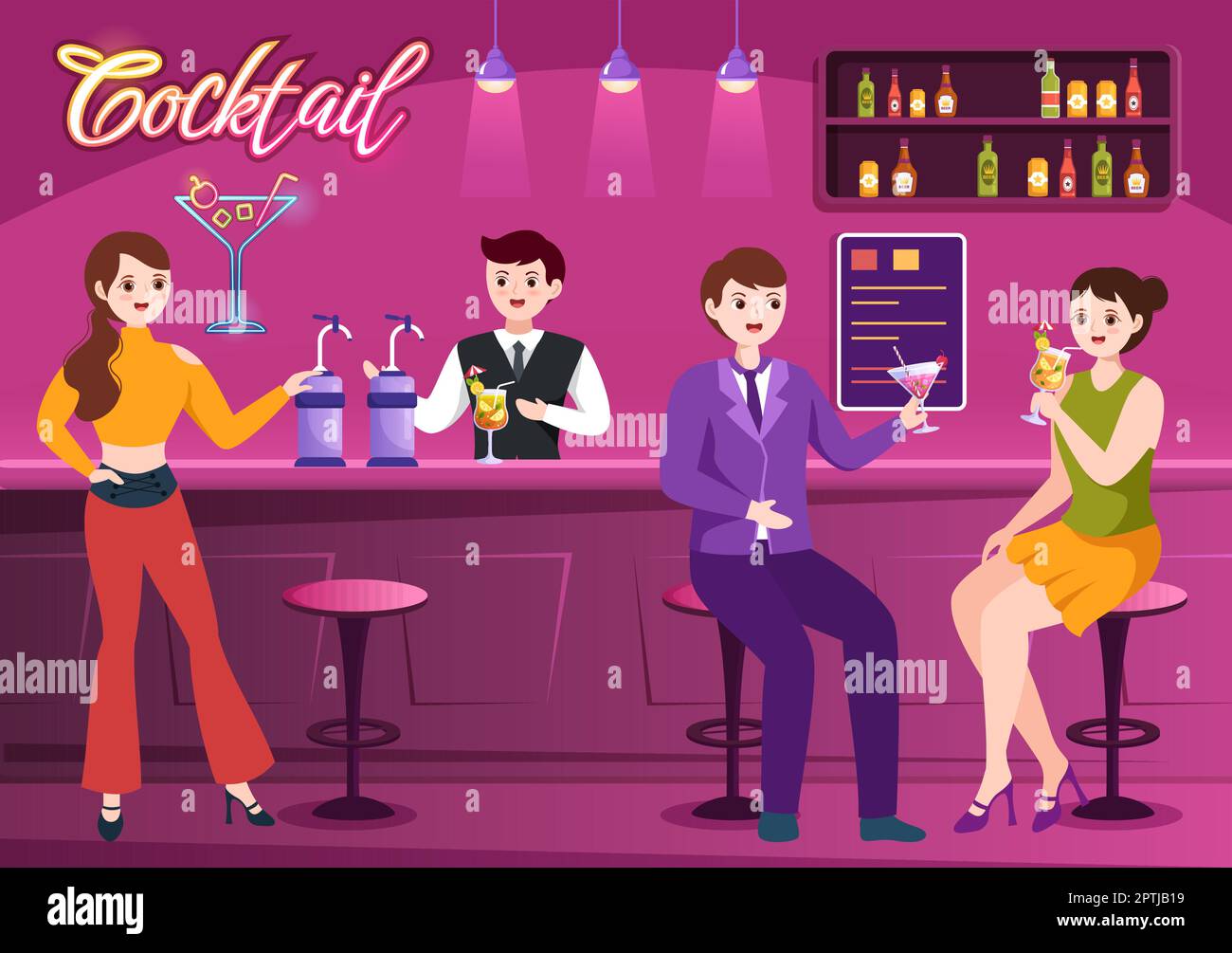 Cocktail Bar or Nightclub with Friends Hanging Out with Alcoholic Fruit ...