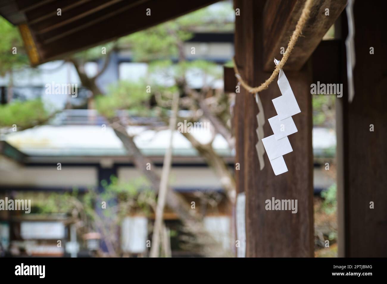 Shide on Shimenawa in a Japanese Shinto Shrine in Takayama, Hida, Gifu ...