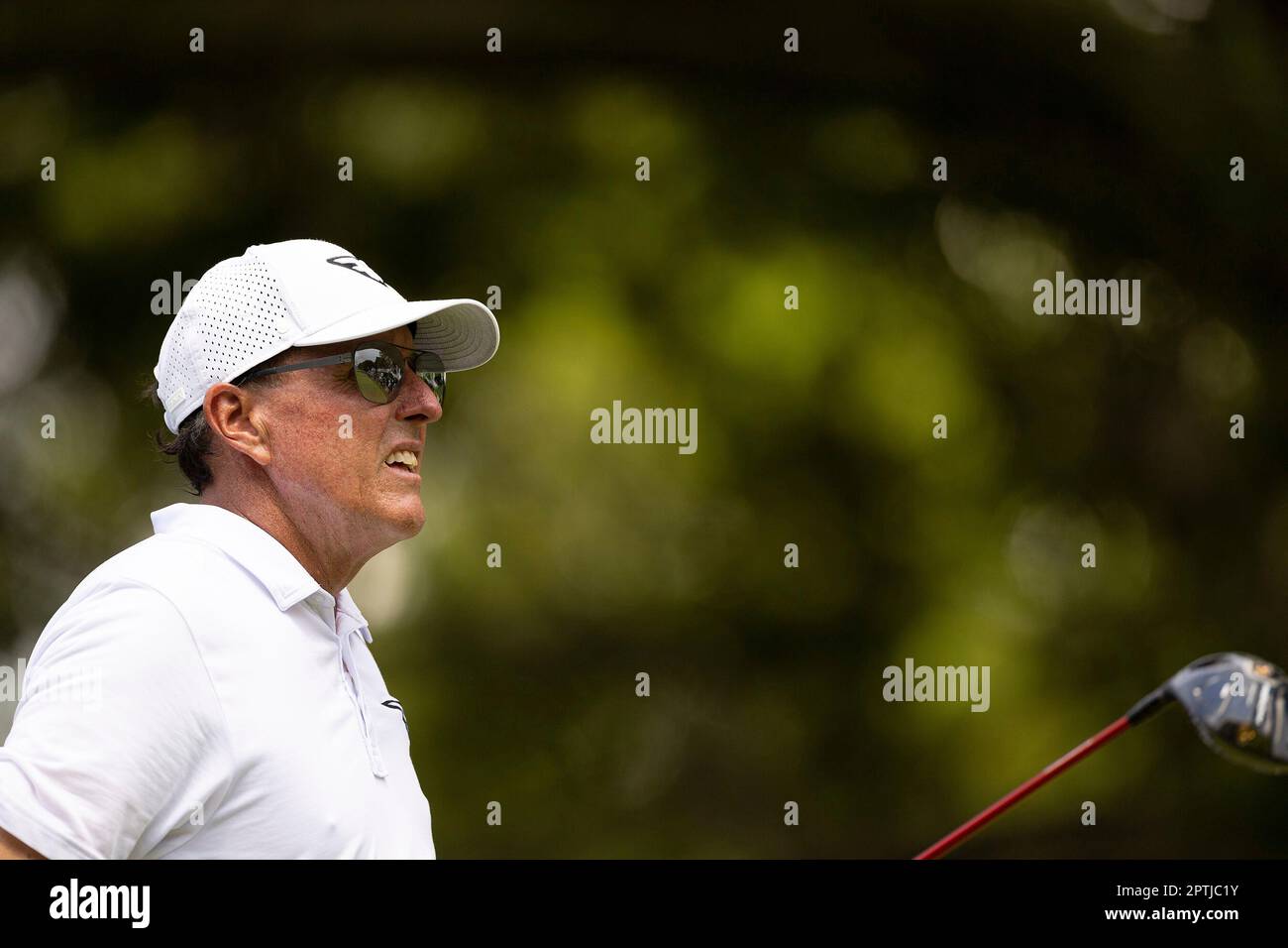 Captain Phil Mickelson of HyFlyers GC watches his shot from the fifth ...