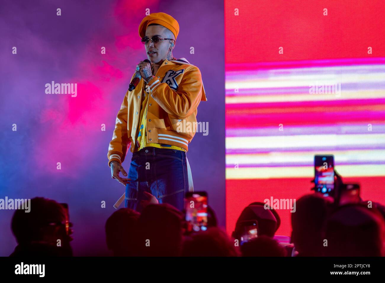 Verona, Italy. 27th Apr, 2023. The Italian trappers Gionata Boschetti as know with Sfera Ebbasta ...