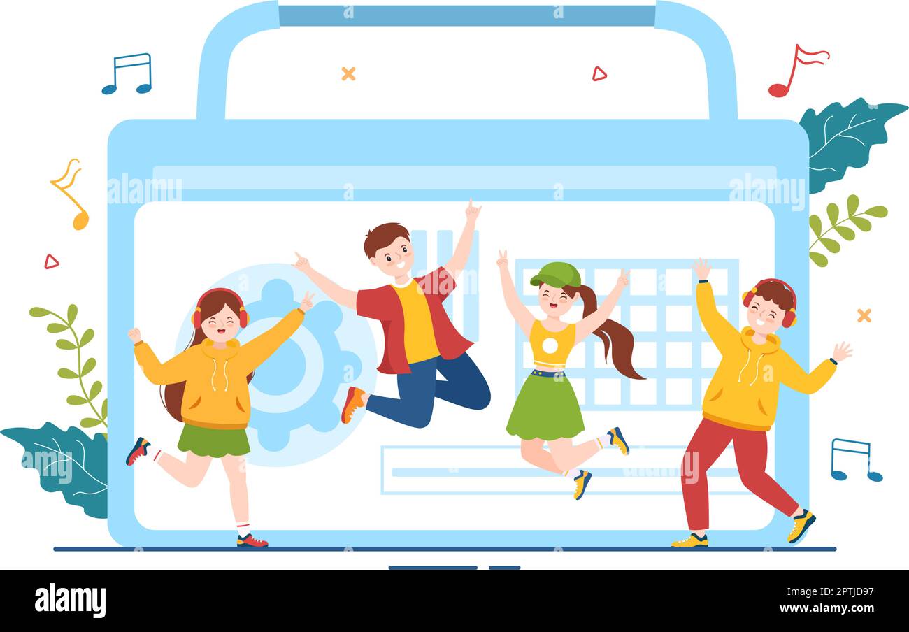 MP3 Player with Headphones, Headset and Phone of Music Listening ...