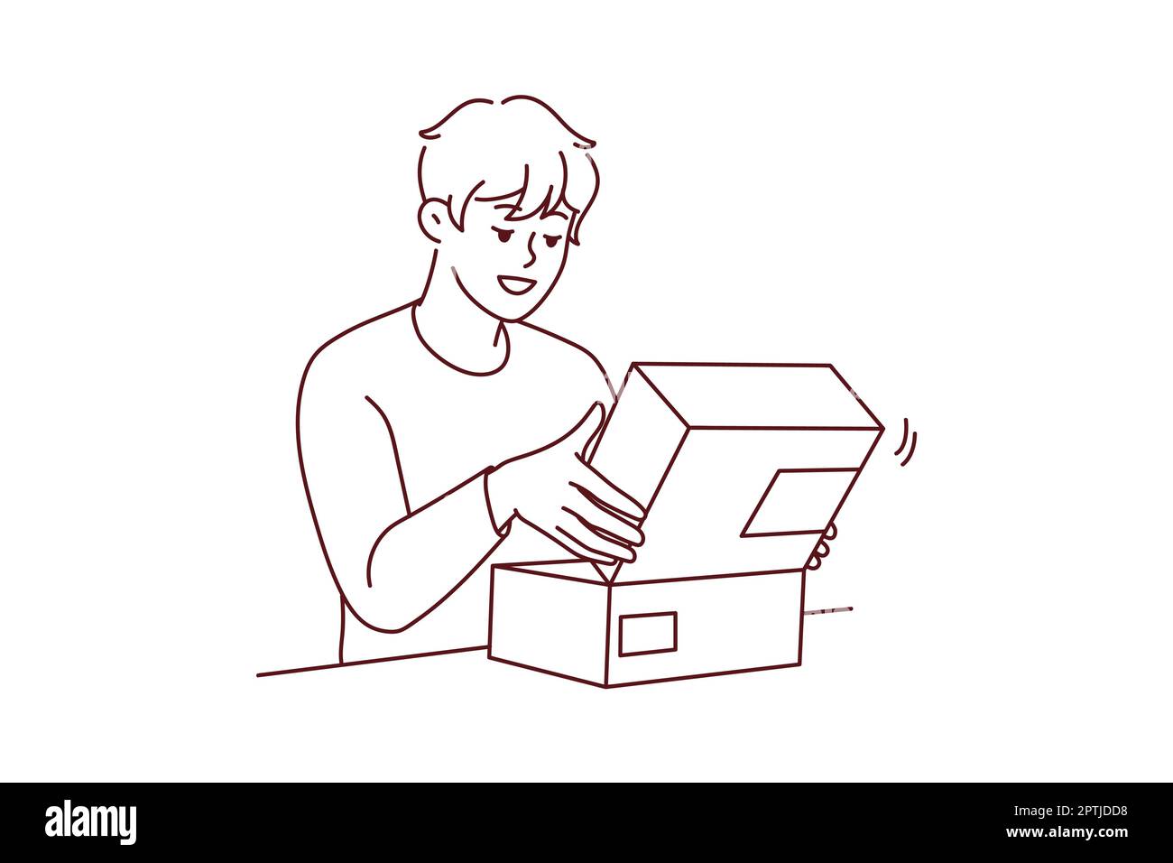 Cheerful delivery man parcel Stock Vector Images - Alamy