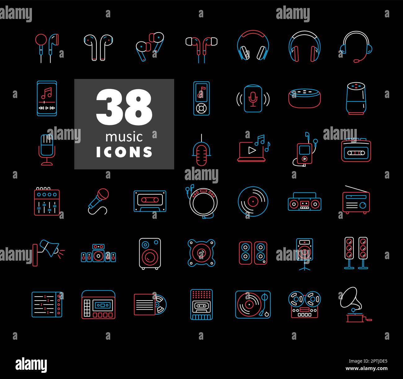 Multimedia devices and symbols icons set Stock Vector Image & Art - Alamy