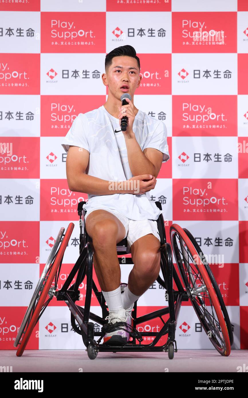 Tokyo, Japan. Tokito Oda signed a sponsorship agreement with Nippon Life. 28th Apr, 2023. Tokito ...