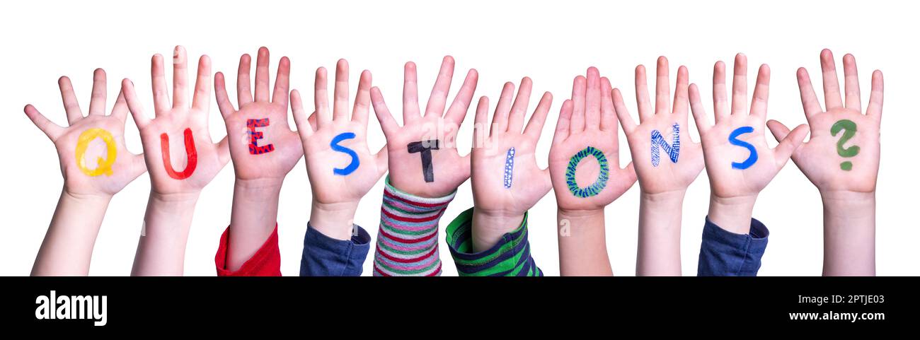 Children Hands Building Word Questions, Isolated Background Stock Photo ...