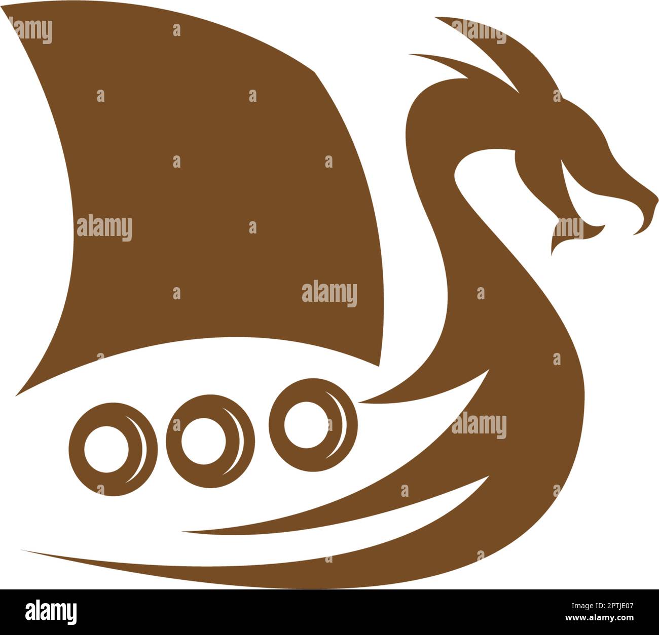 Viking Ship Logo Viking Ship Logo Black Background Stock Vector