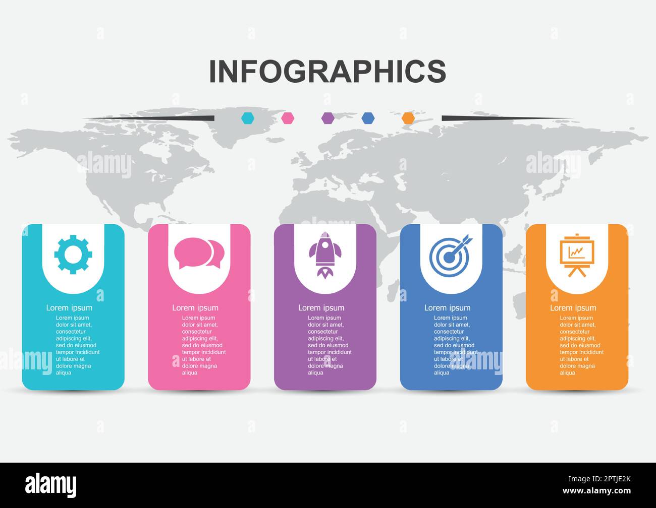 Infographic design template 5 elements with shadow Stock Vector Image ...