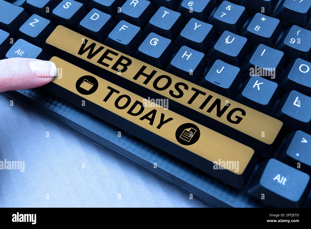 Conceptual display Web Hosting, Word for business allowing access to a ...
