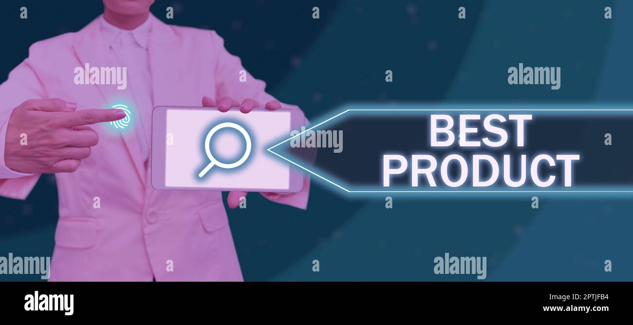 Text caption presenting Best Product, Word Written on a certain good ...