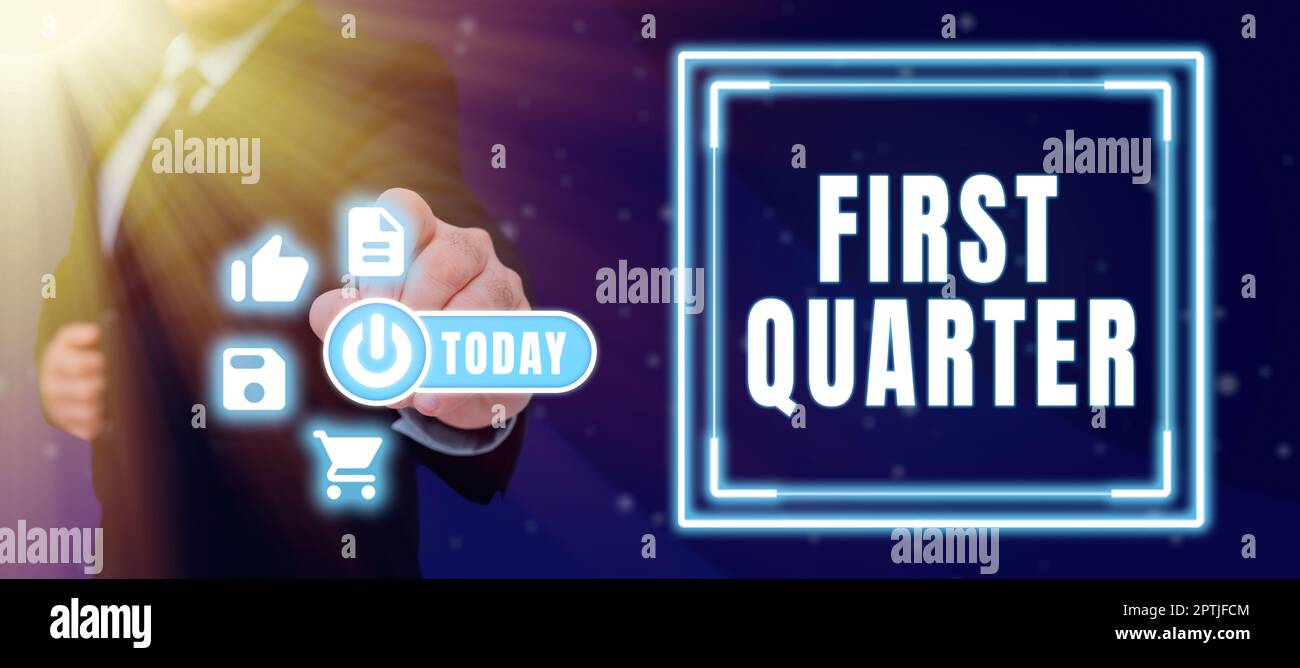 Conceptual caption First Quarter, Concept meaning one of the considered ...