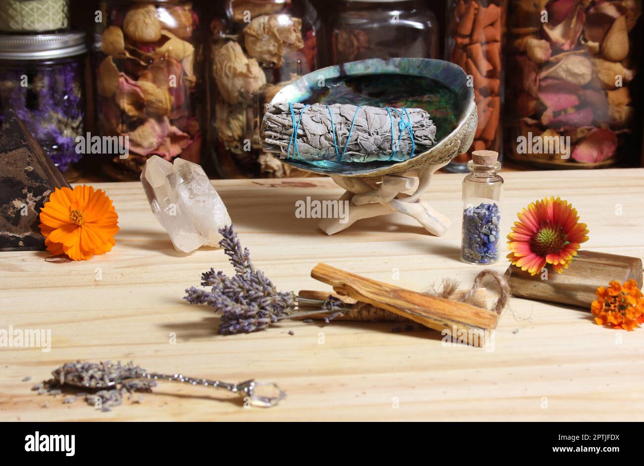 Dried Lavender With Palo Santo Wood and Abalone Shell For Smudging ...