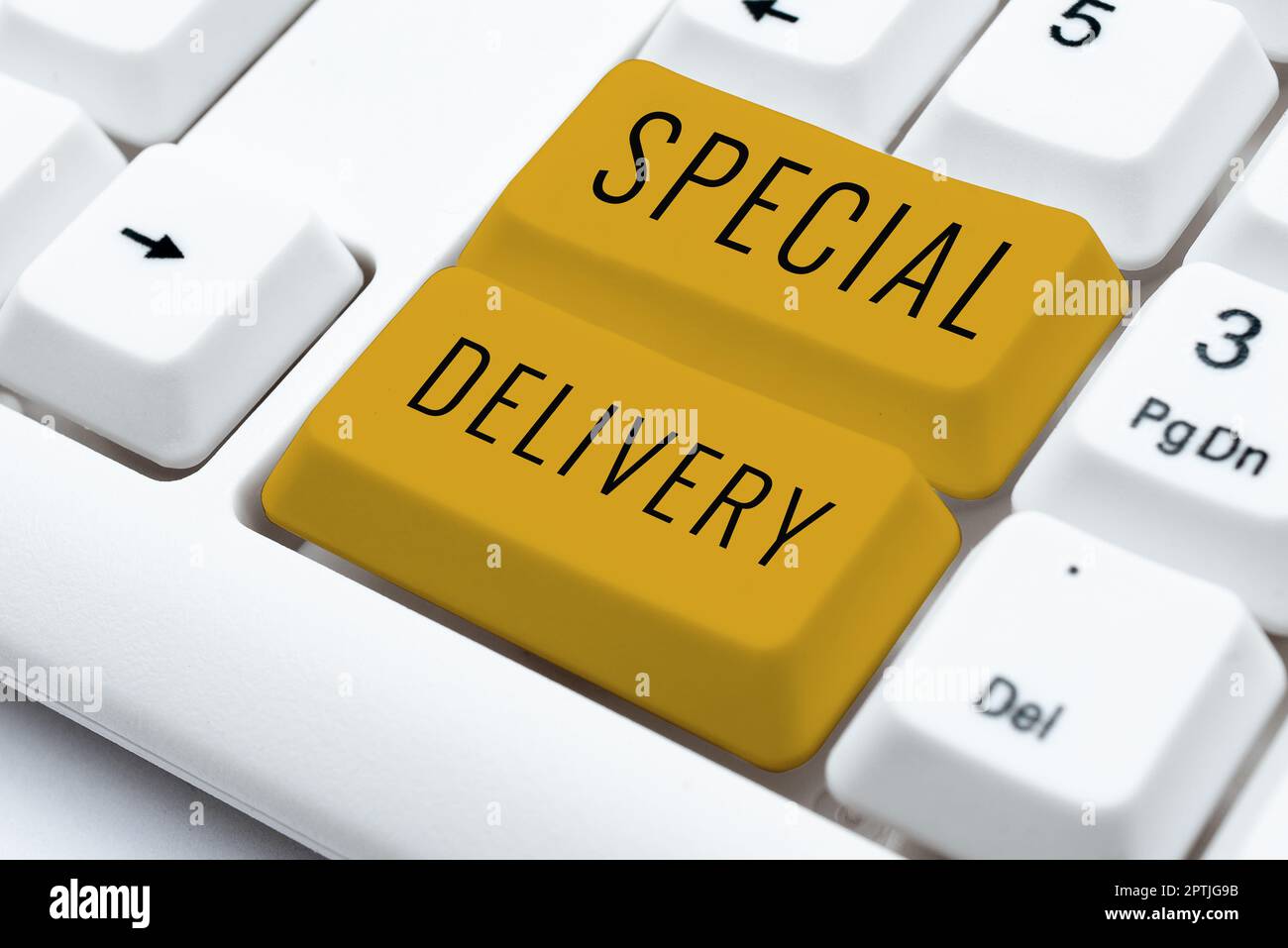 Sign displaying Special Delivery, Word for delivery of a letter or ...