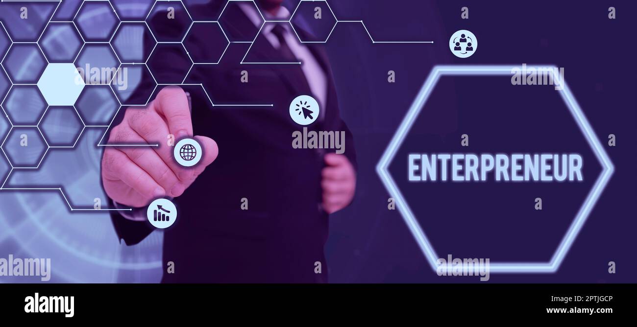 Text showing inspiration Entrepreneur, Conceptual photo one who ...