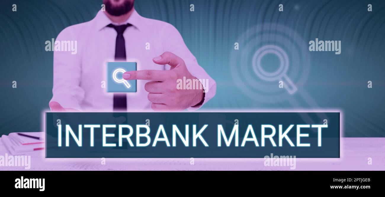 Hand writing sign Interbank Market, Internet Concept forex market where ...