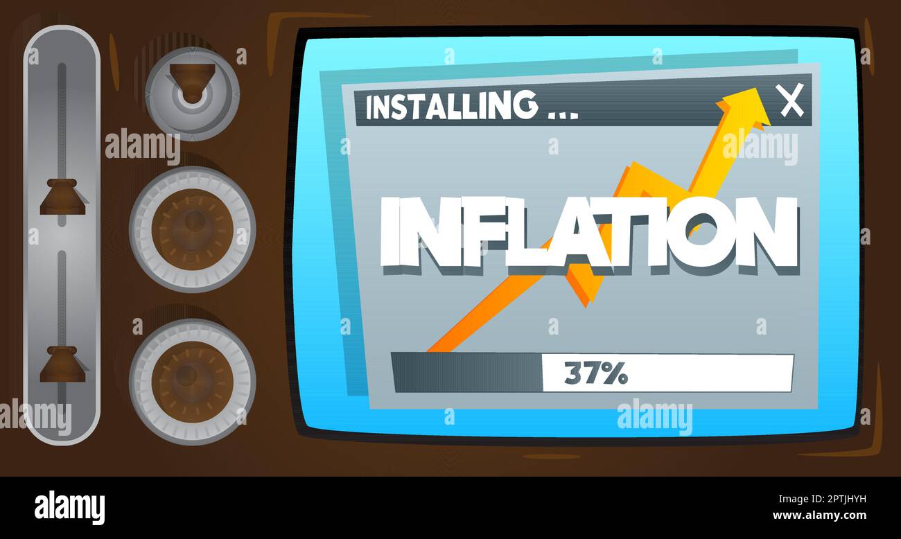 Cartoon Computer With the word Inflation Stock Vector Image & Art - Alamy