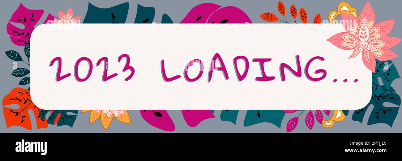 Text caption presenting 2023 Loading..., Business idea a year composed ...