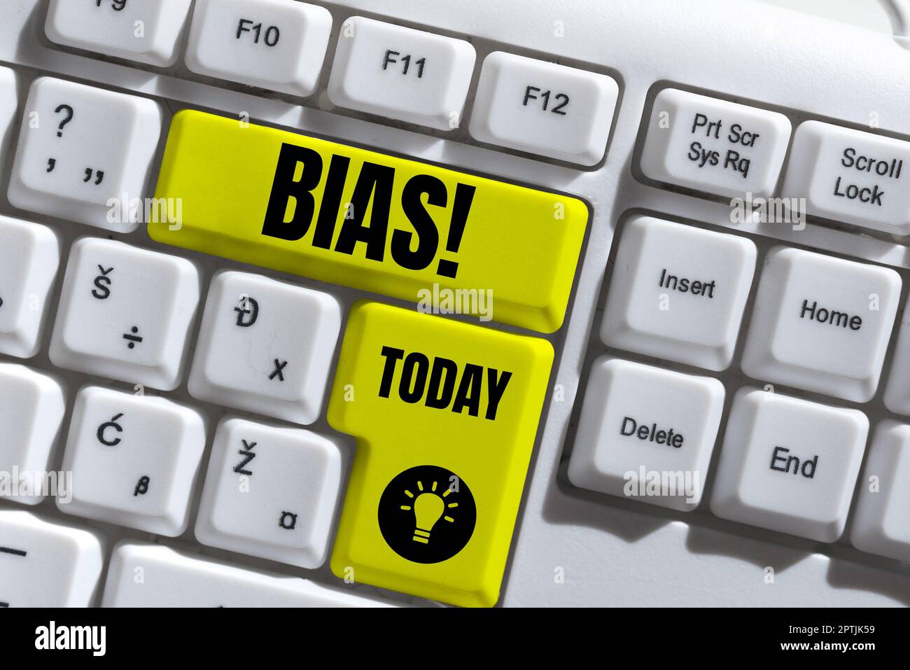 Hand writing sign Bias, Business concept inclination or prejudice for ...