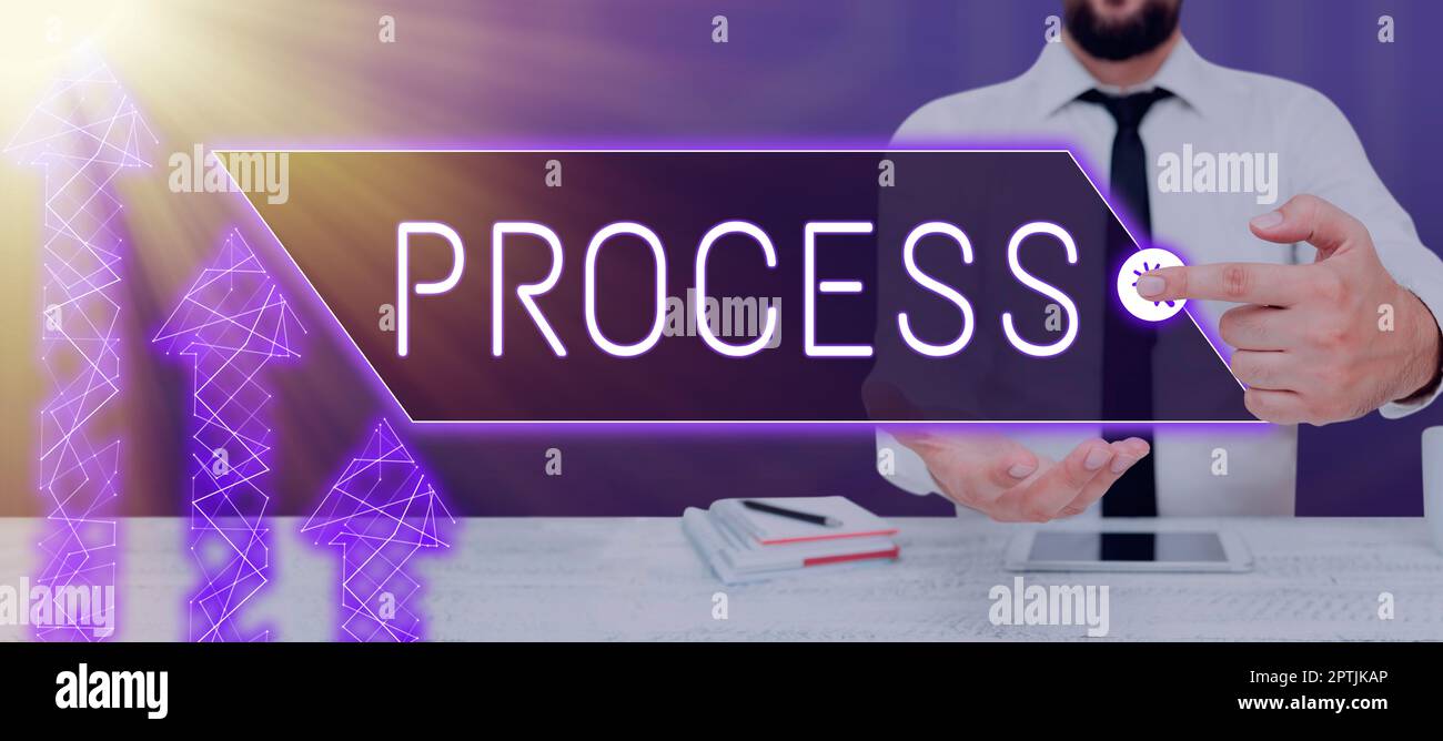 Text caption presenting Process, Internet Concept series of progressive interdependent steps by ...