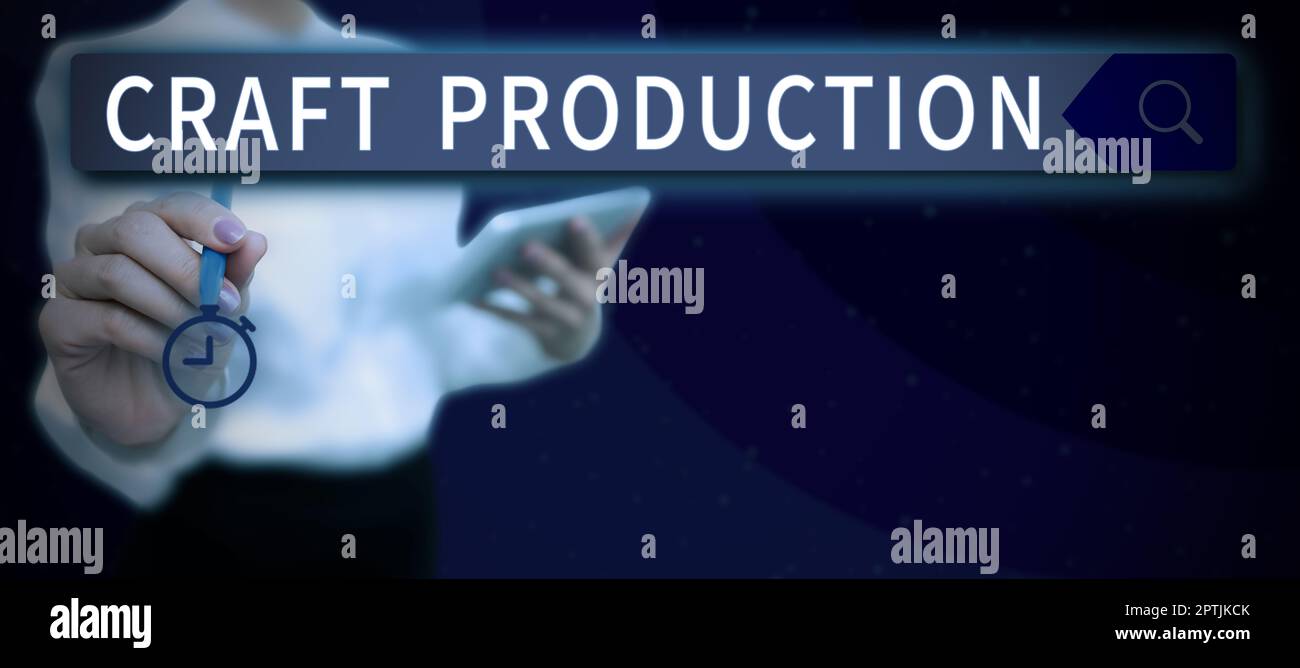 Conceptual caption Craft Production, Business showcase process of ...