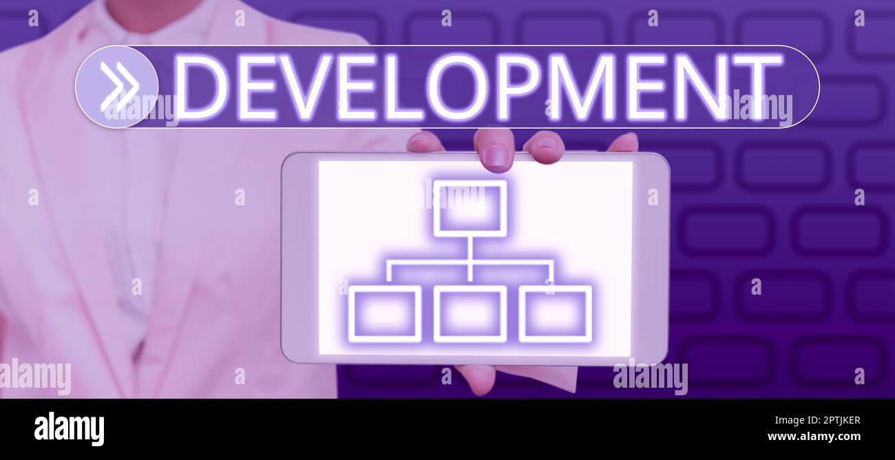 Conceptual display Development, Business idea a cycle in which somebody or something grows or ...