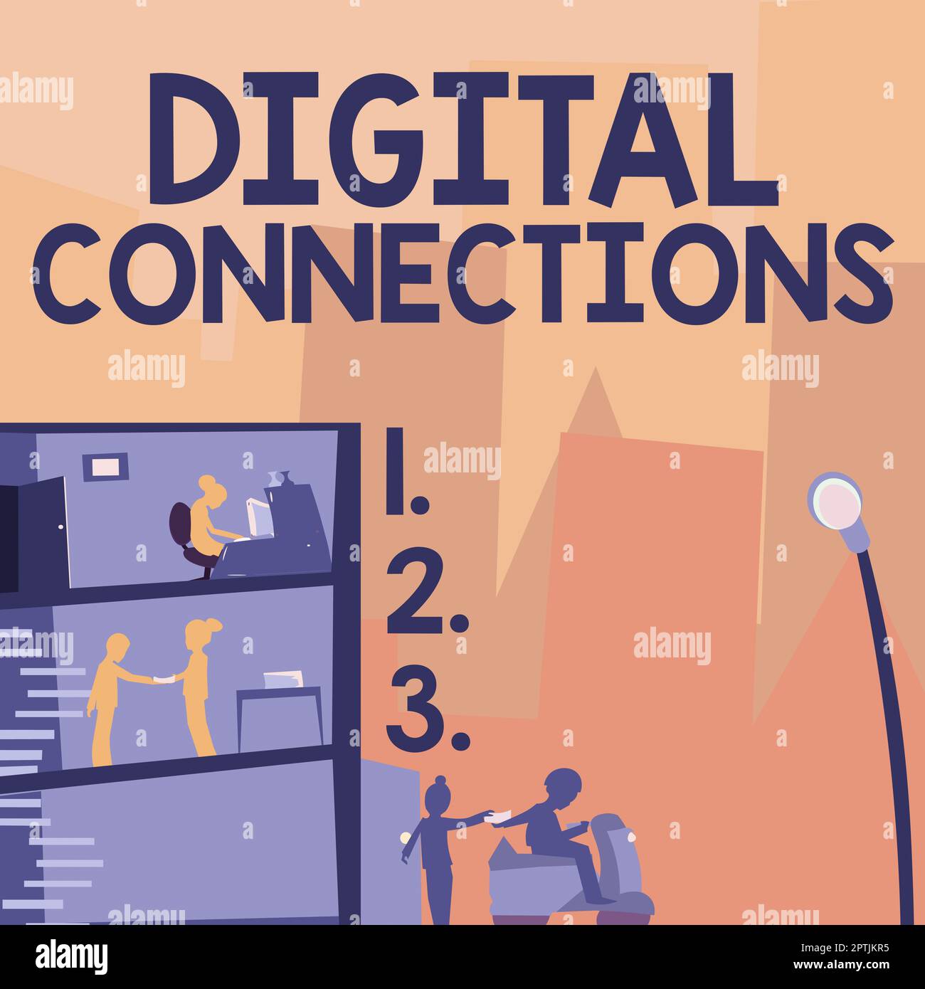 Conceptual caption Digital Connections, Word Written on virtual network ...