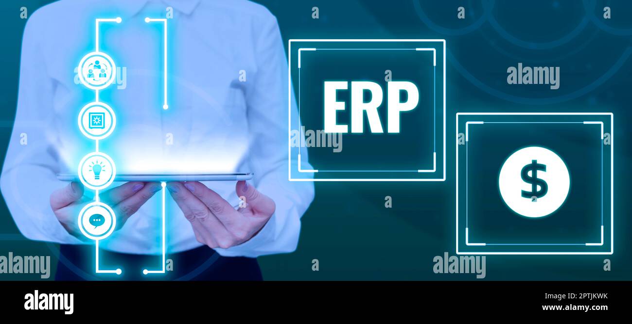 Handwriting text Erp, Business idea enterprise resource planning centralized database for ...