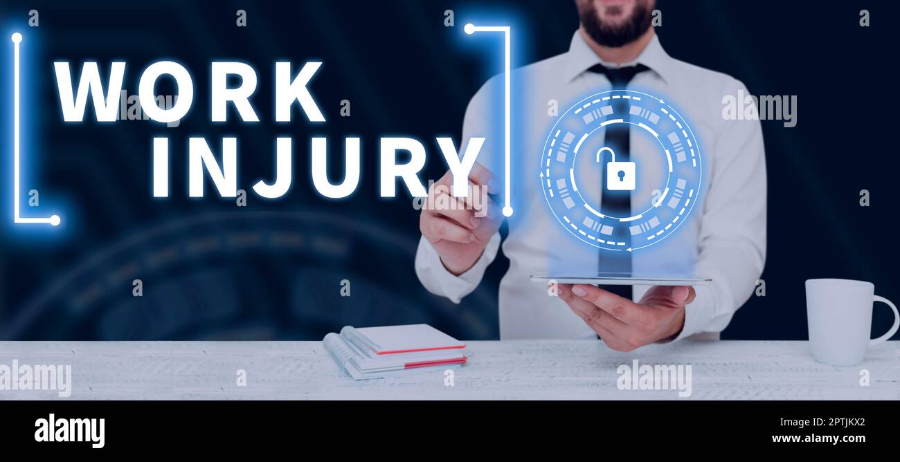 Handwriting text Work Injury, Internet Concept Accident in job Danger ...