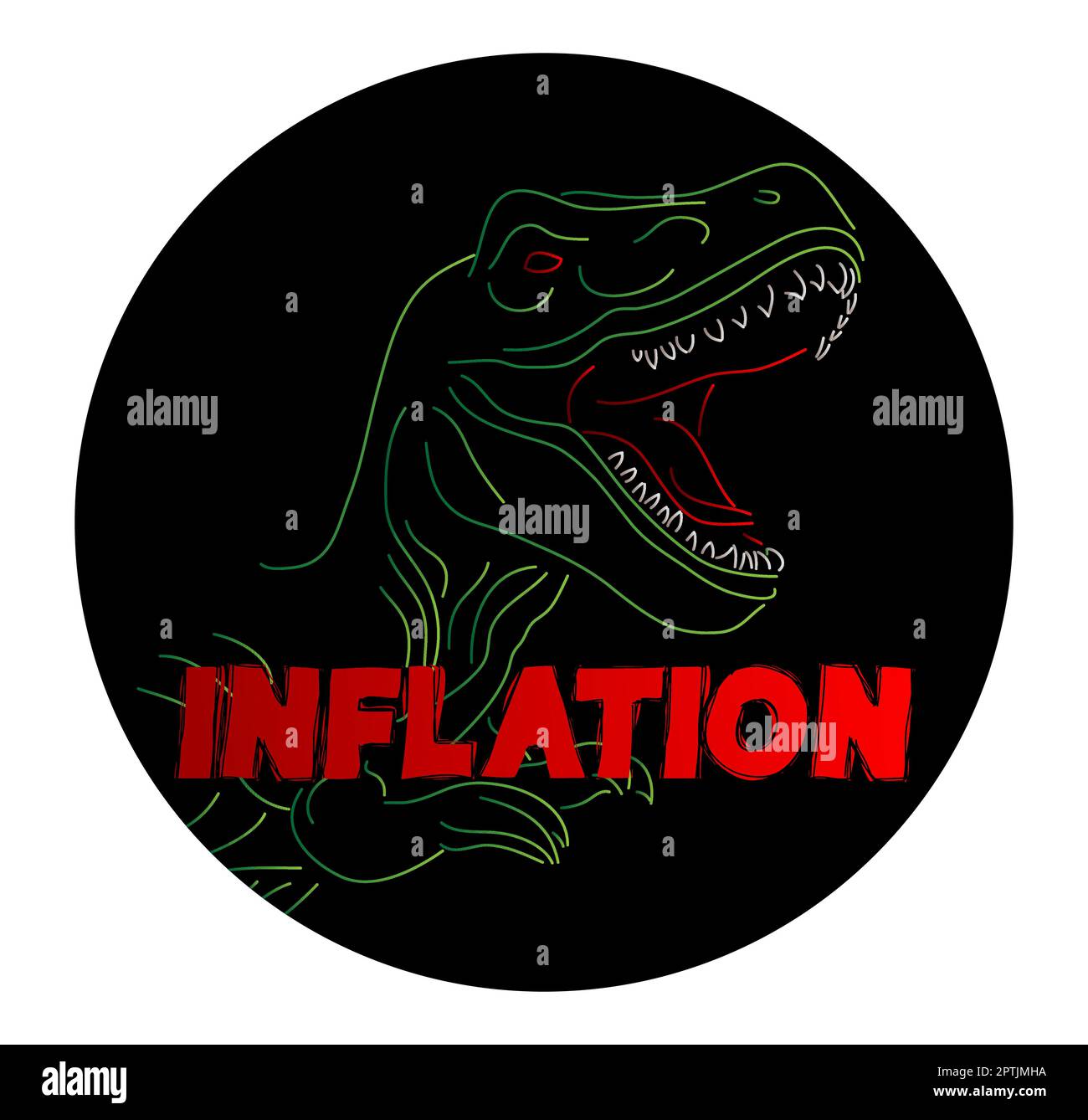 Dinosaur with speech bubble saying Inflation word Stock Vector Image ...