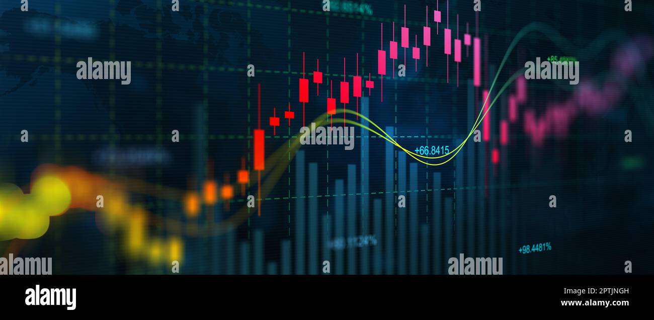 Stock graph and chart with business candlestick. Financial static ...