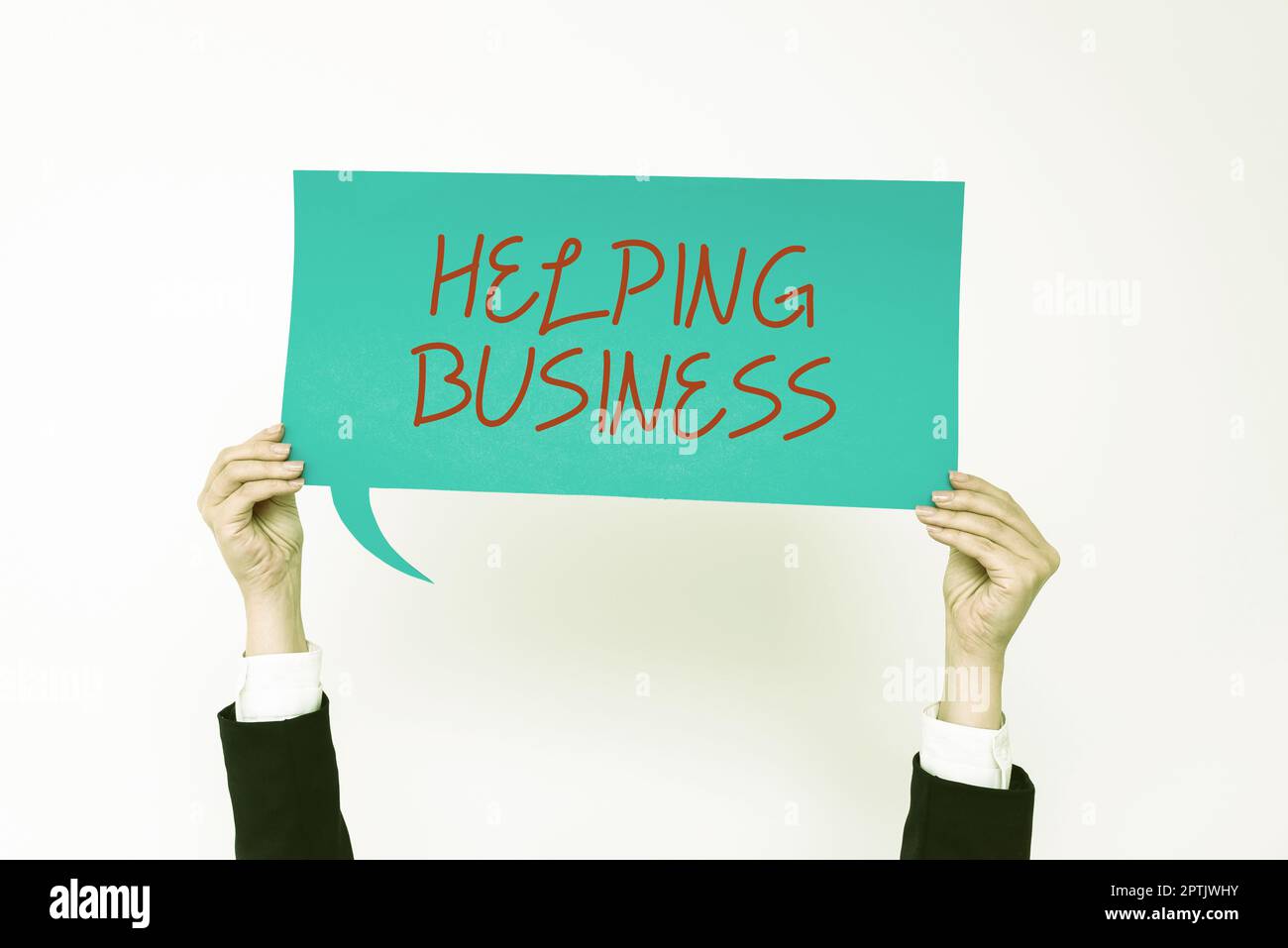 Hand writing sign Helping Business, Business concept improving some ...