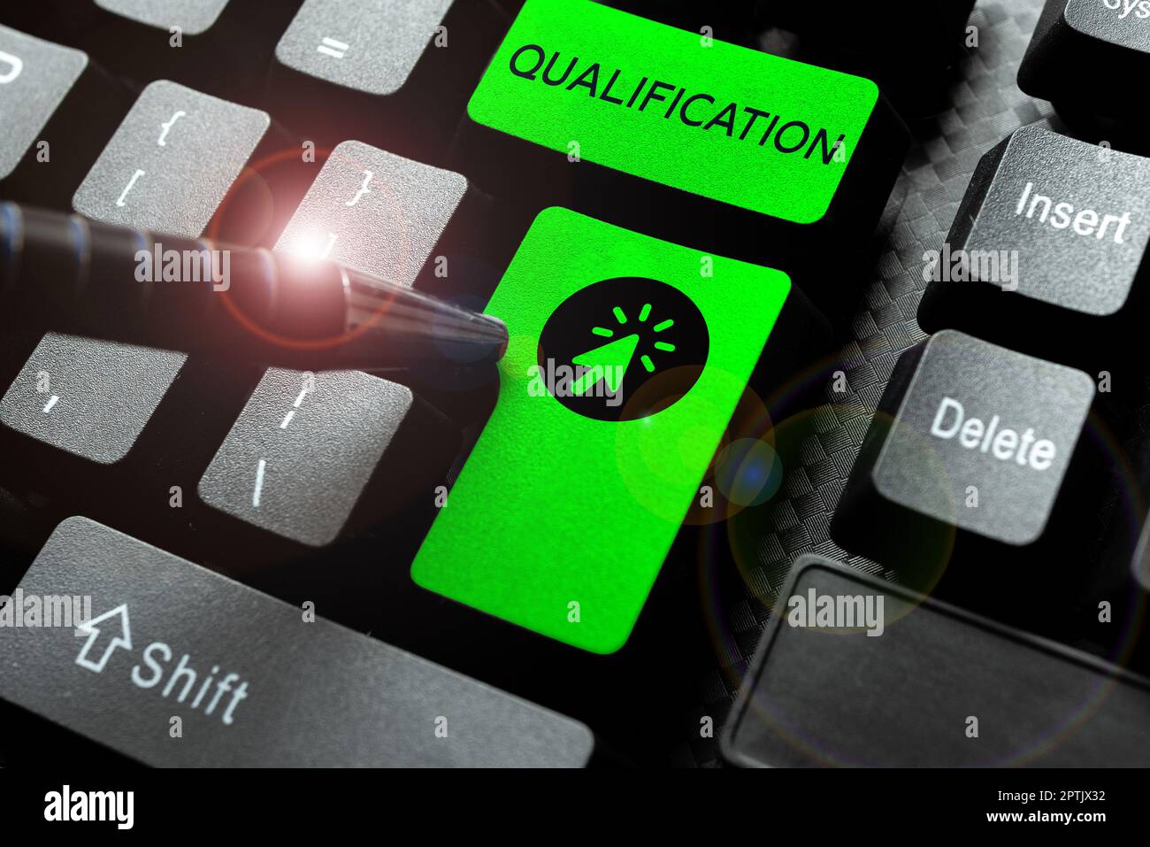 Text sign showing Qualification, Business overview Officially ...