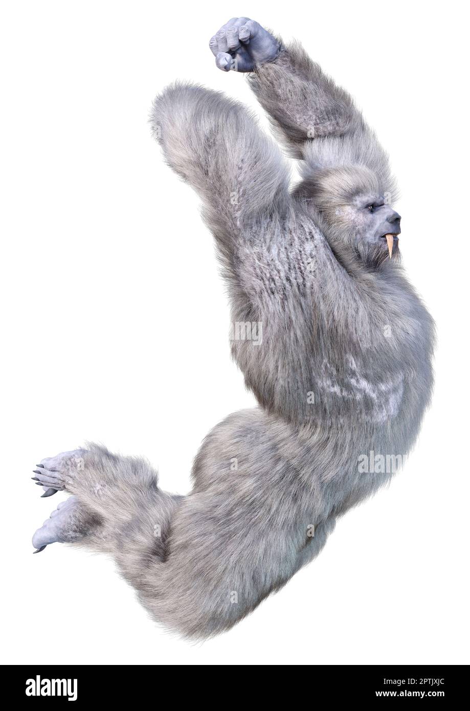 3D rendering of a snow beast creature or a Bigfoot isolated on white ...