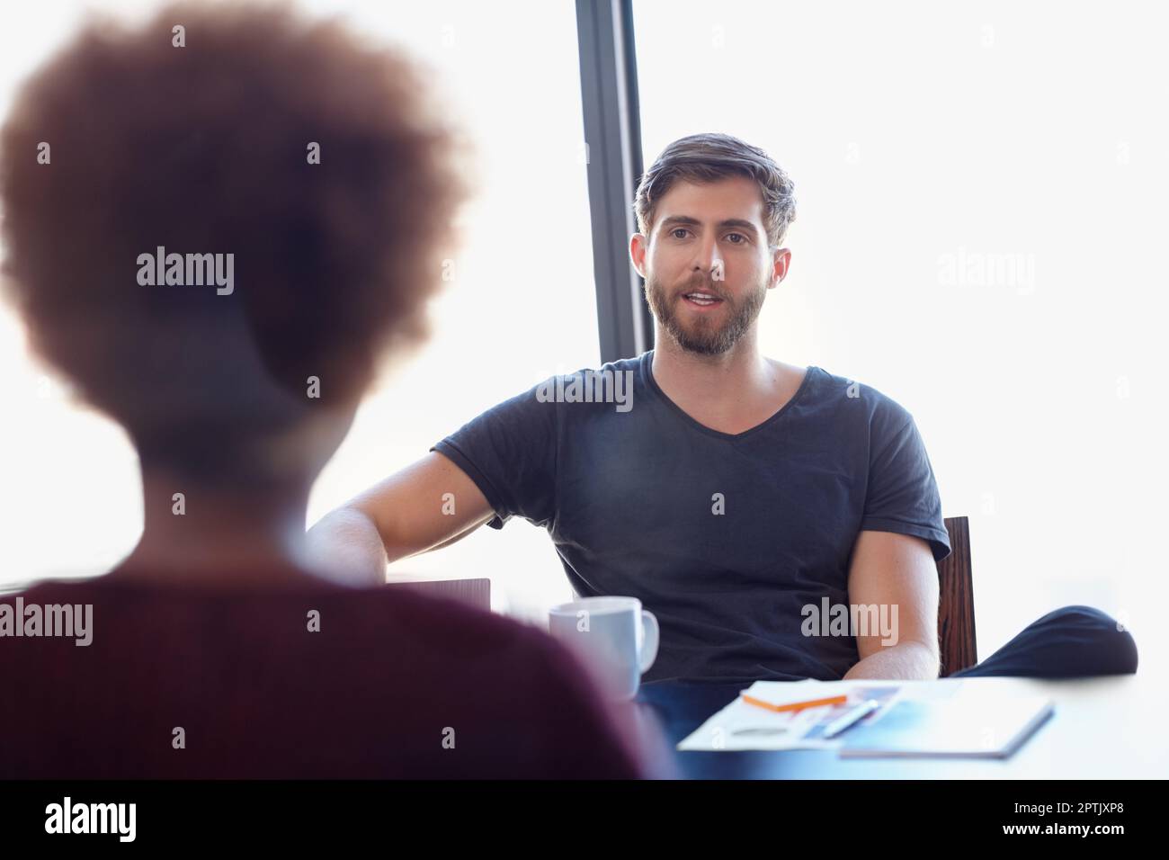 Informal interview two people hi-res stock photography and images - Alamy