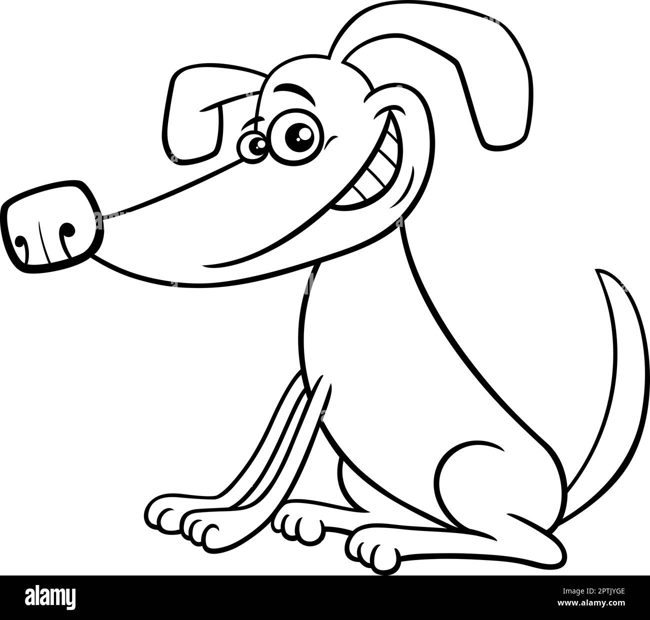 cartoon dog comic animal character coloring page Stock Vector Image ...