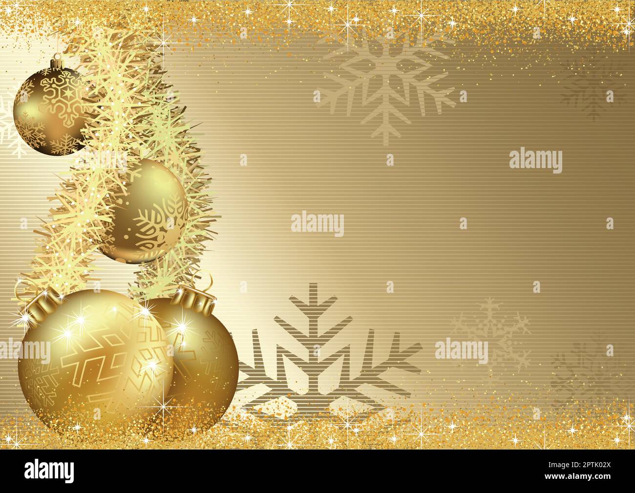 Christmas Background with Gold Christmas Ornaments on a Gold Background ...
