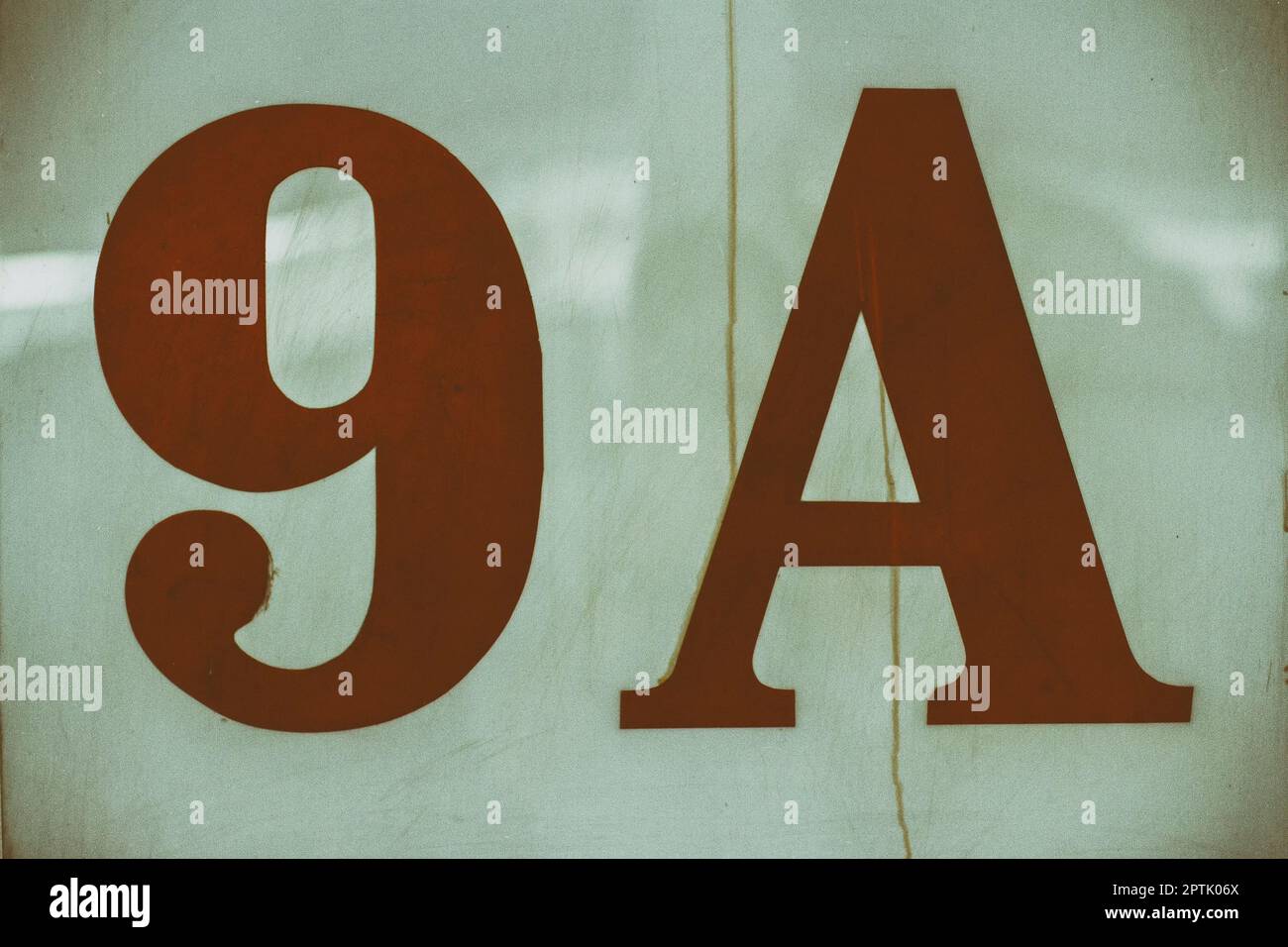 No. 9A red numbers on old concrete and old white backgrounds Stock ...