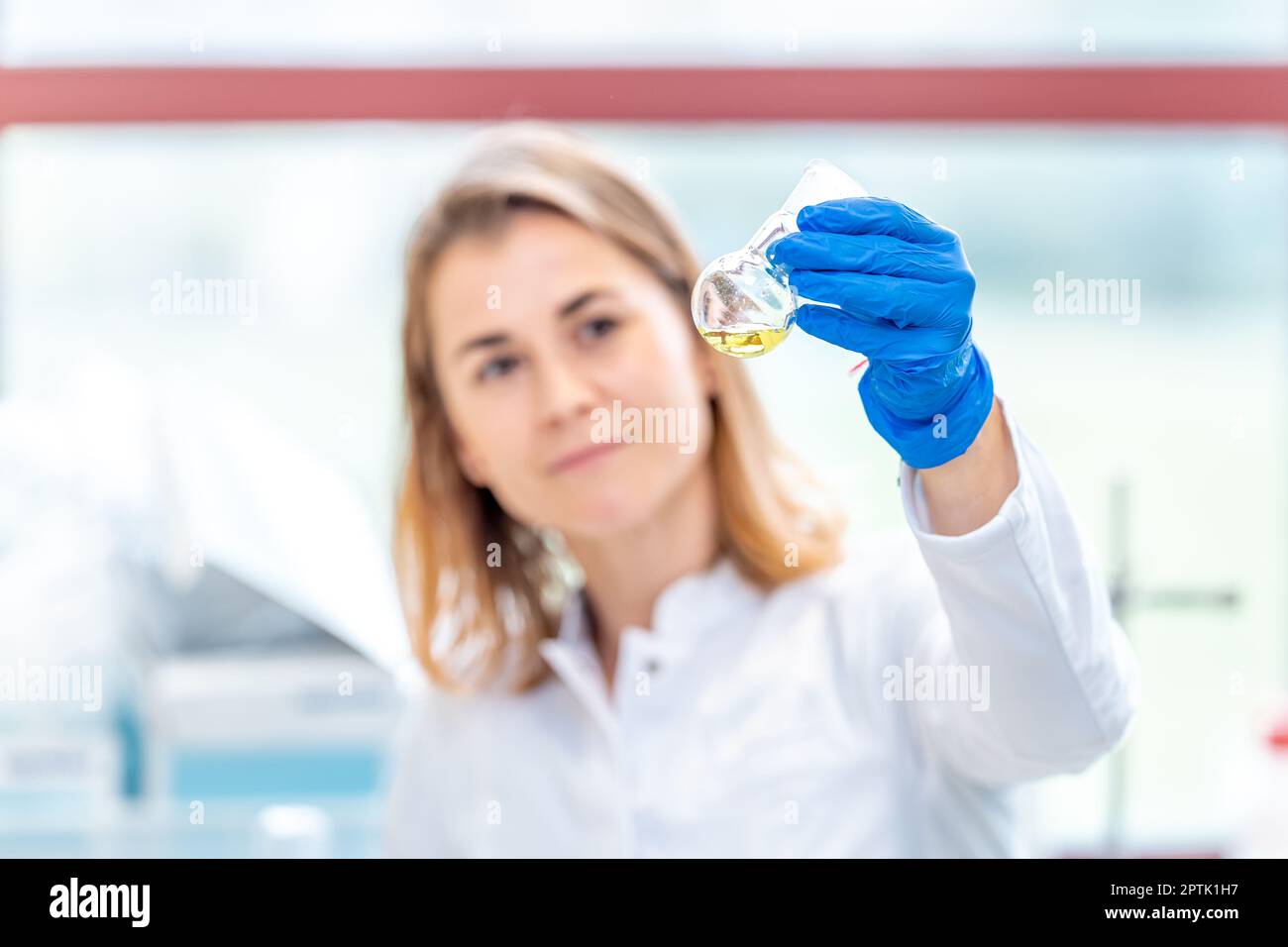 test of a chemical sample in the scientific laboratory of the research ...