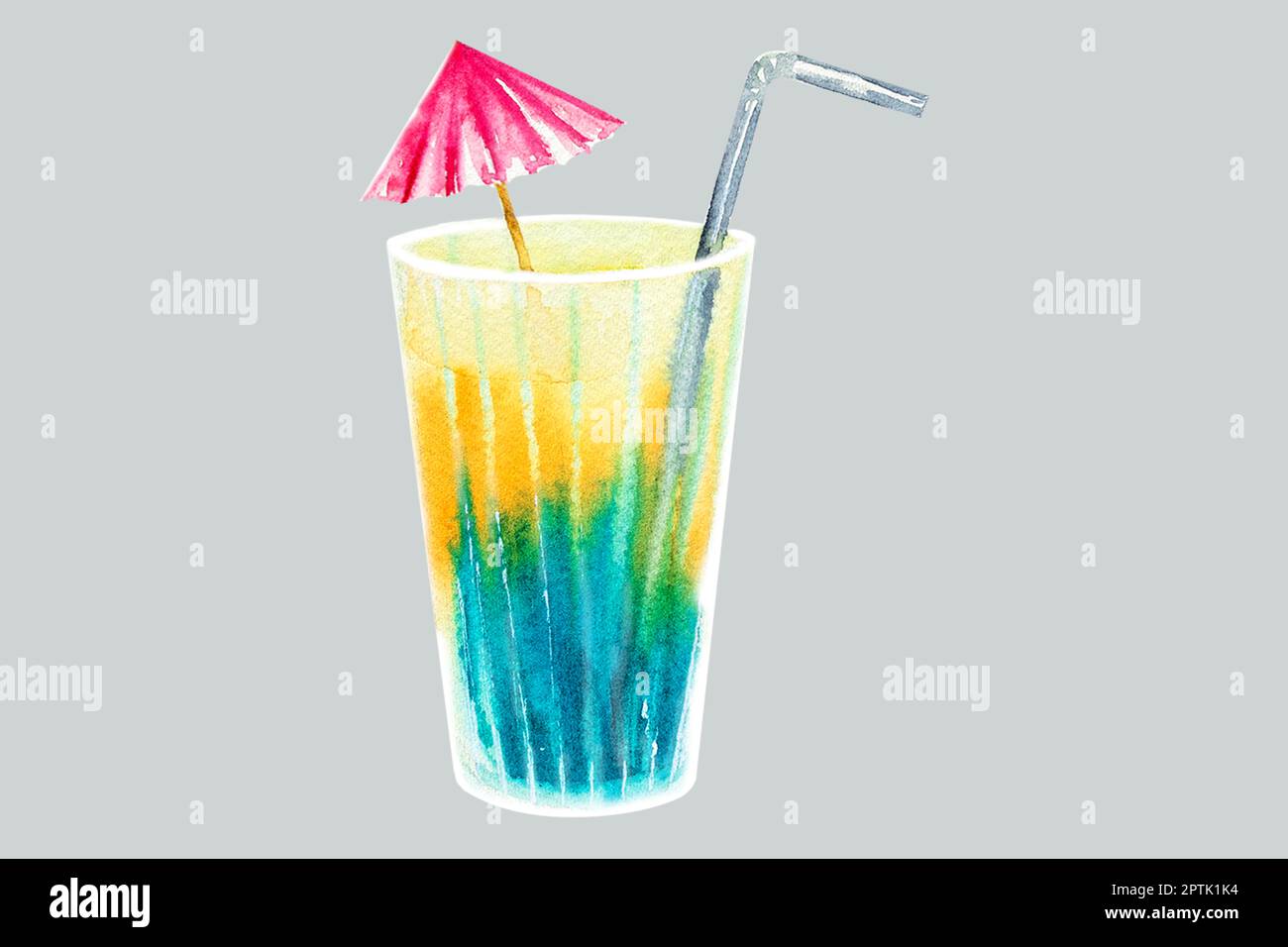 Watercolor illustration on a tropical theme. Drawing a multicolored ...