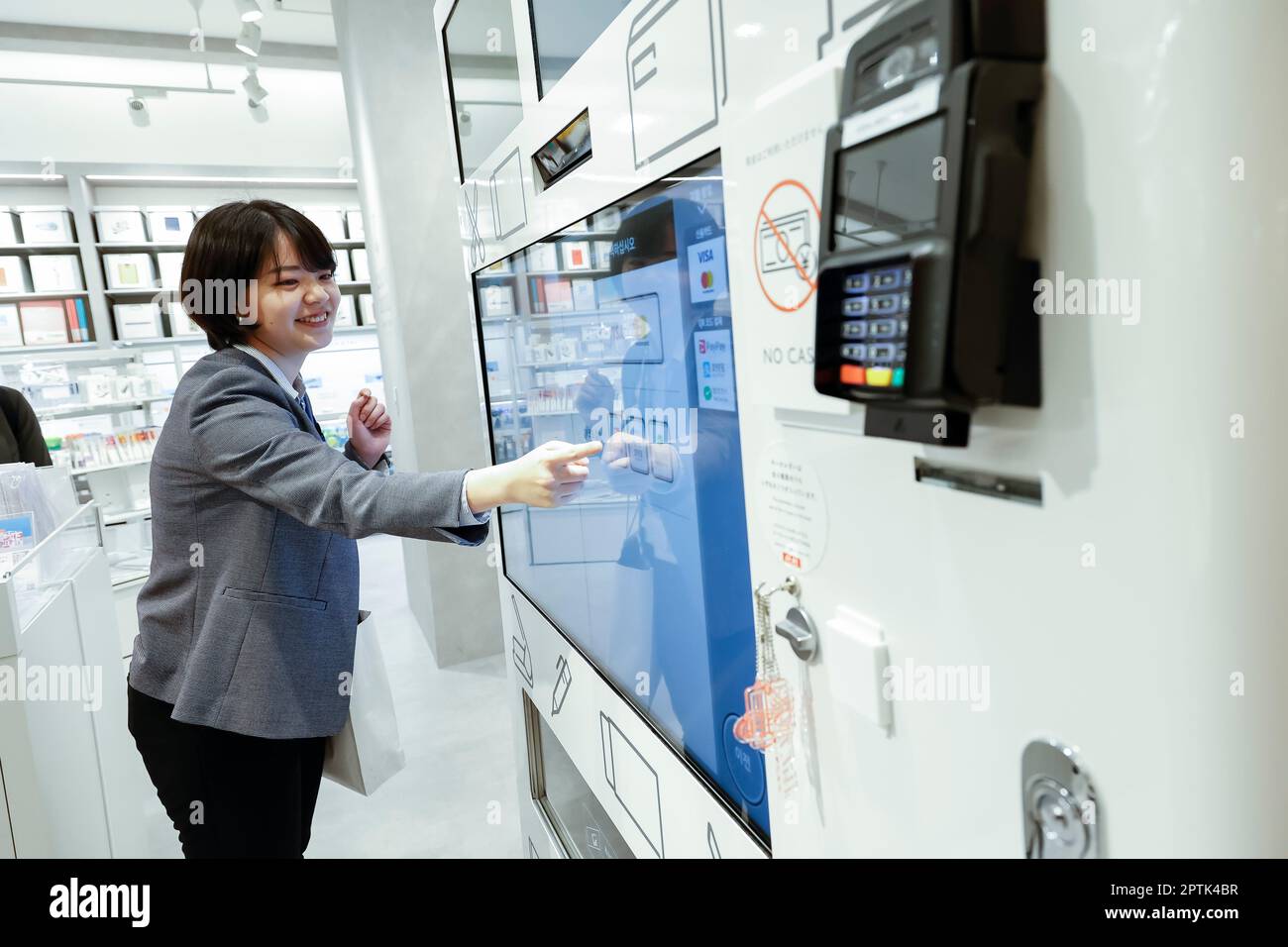 April 26, 2023, Tokyo, Japan: A woman tests Japan's first stationery ...