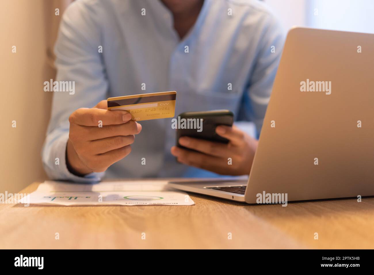 Business man holding credit card payment internet banking cyberspace commerce technology online ...