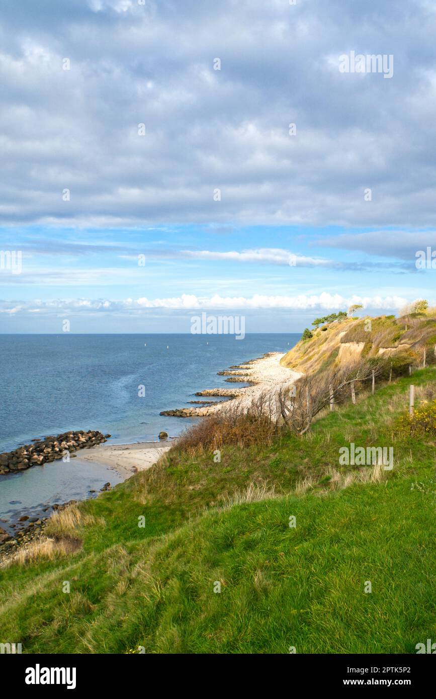 Hundested, Denmark on the cliff overlooking the sea. Baltic Sea coast ...