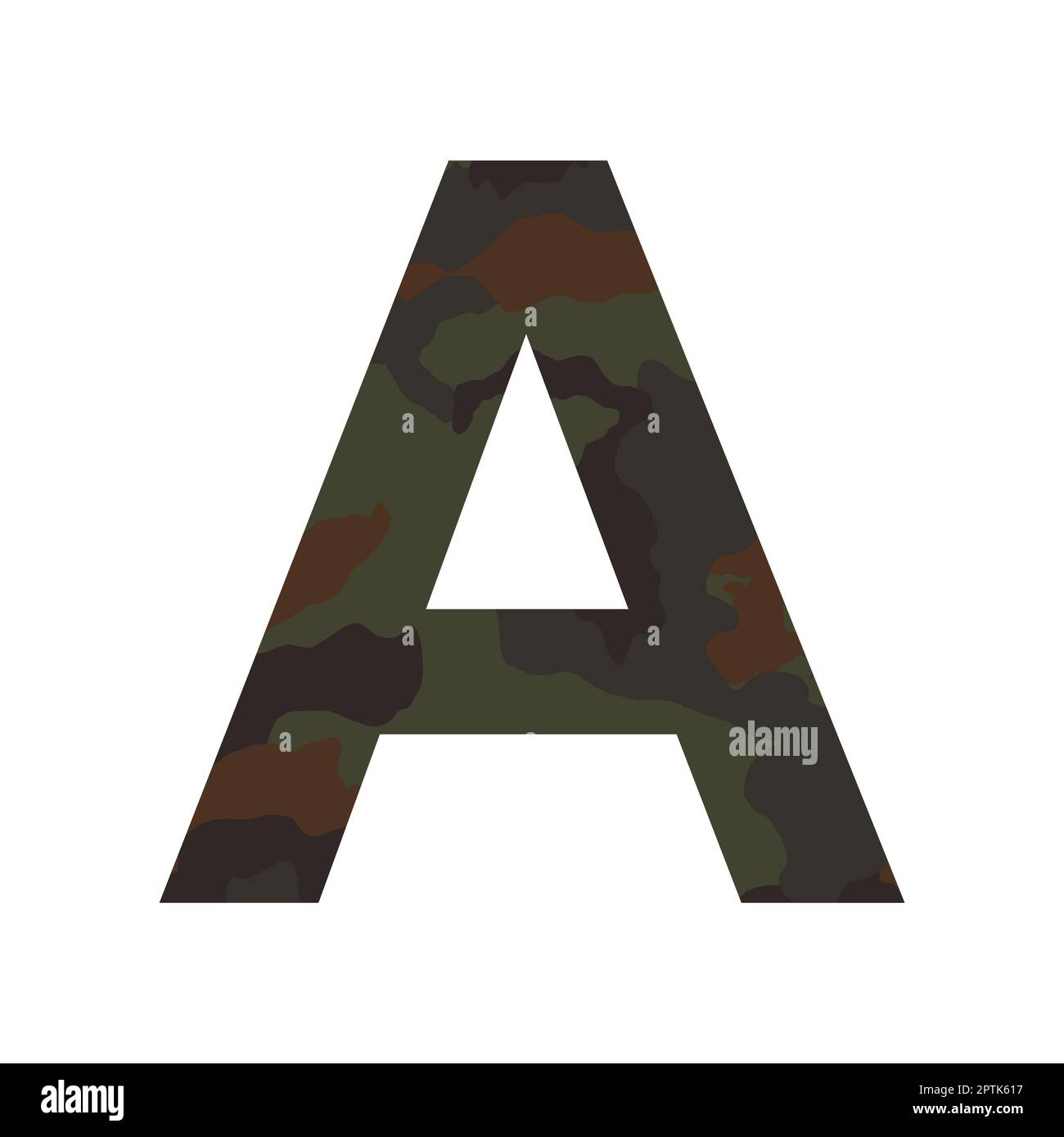 English alphabet letter A, khaki style isolated on white background ...