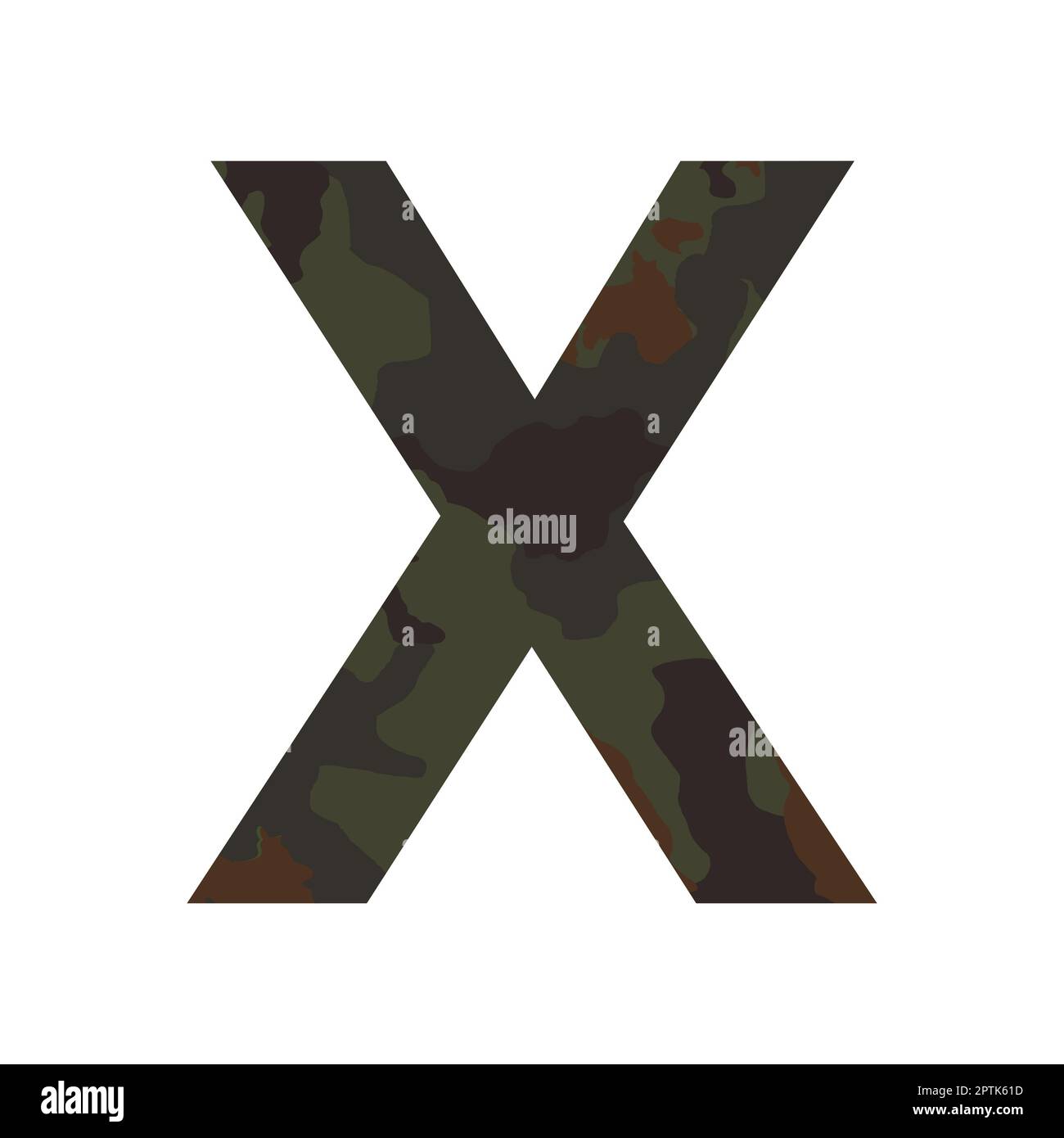 English alphabet letter X, khaki style isolated on white background ...